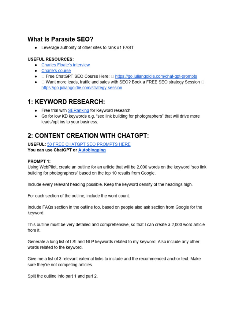 Parasite SEO Course | PDF | Search Engine Optimization | Hyperlink