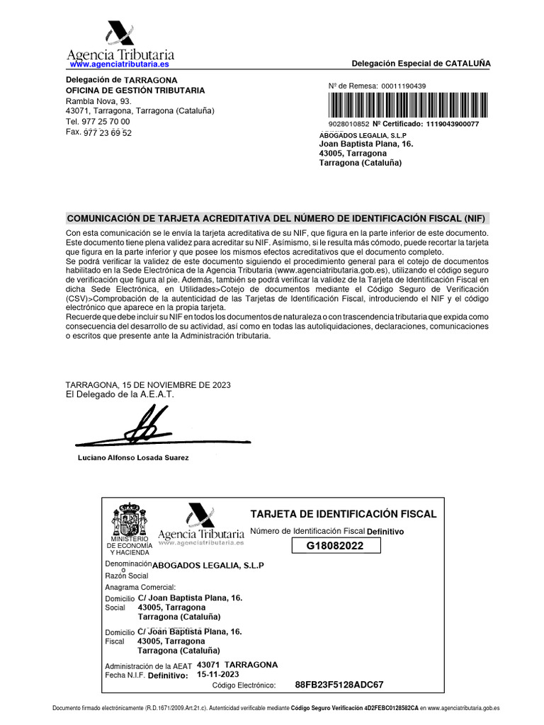 Nif Definitivo | PDF