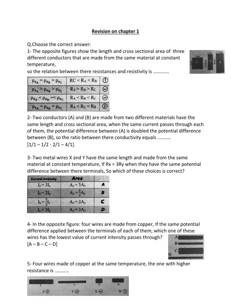 Electrical Resistance and Conductivity Quiz | PDF | Electrical ...
