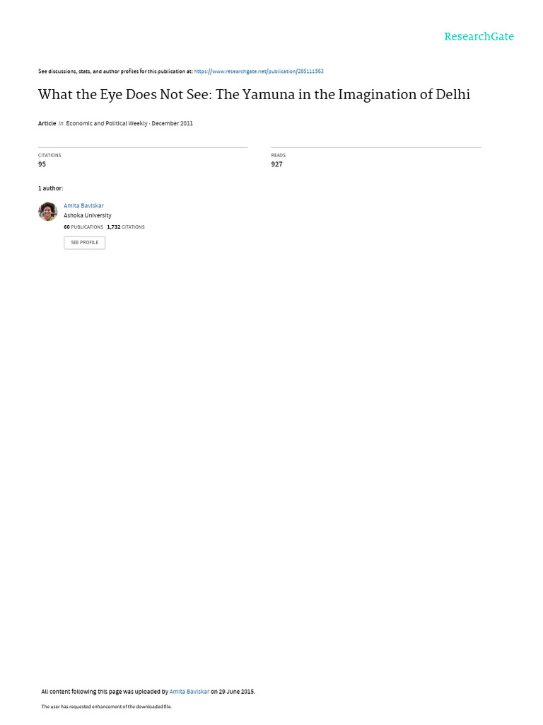 What The Eye Does Not See The Yamuna in The Imagin | PDF | Flood | Delhi What The Eye Does Not See The Yamuna in The Imagin | PDF | Flood | Delhi