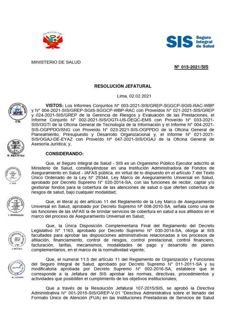 Q0 - RJ #015-2021-SIS - DA #001-2021-SISGREP-V.01 - Gestión Del Formato ...