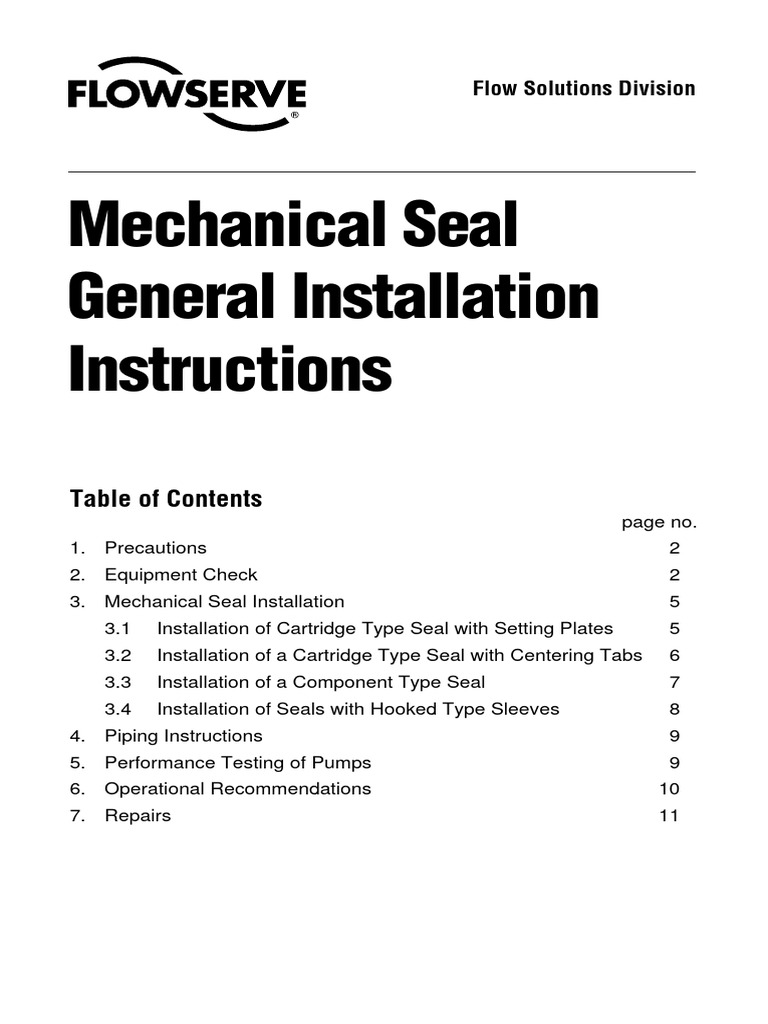 Mechanical Seal Installation Guide | PDF | Bearing (Mechanical) | Pump