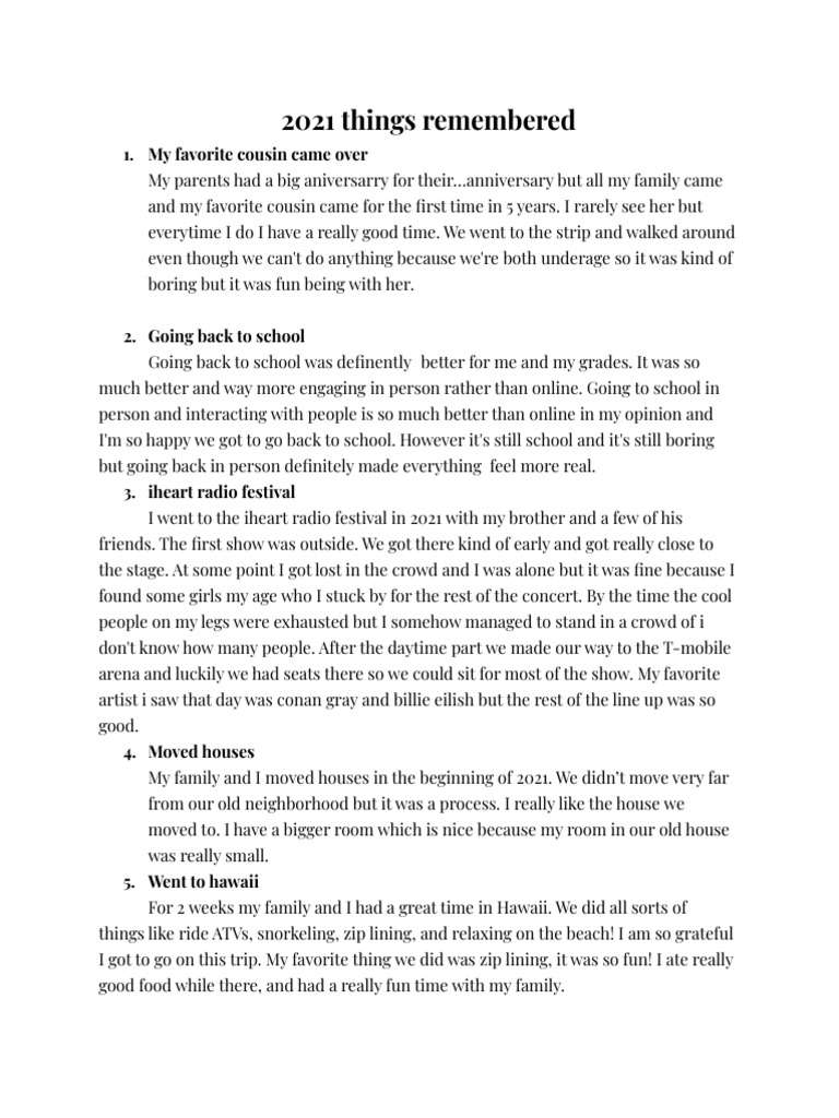 2021 Things Remembered | PDF