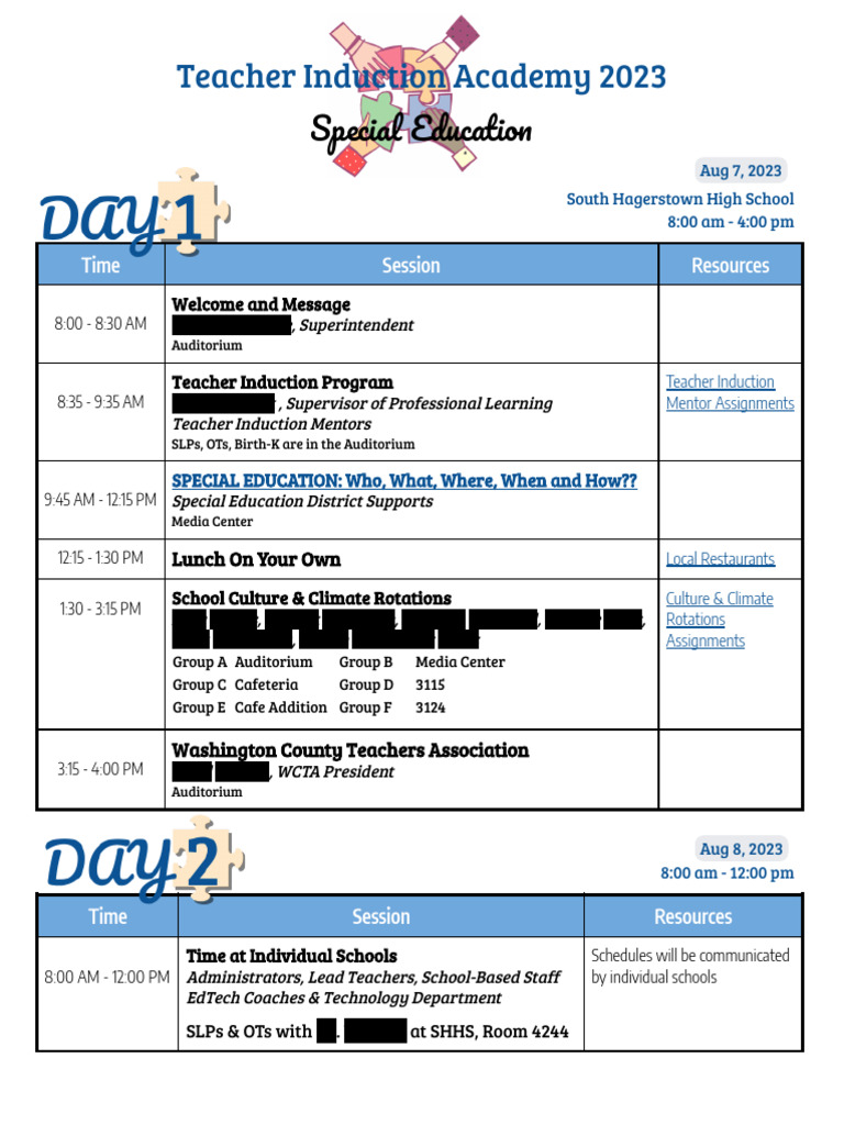 Teacher Induction Agenda | PDF | Teaching | Business