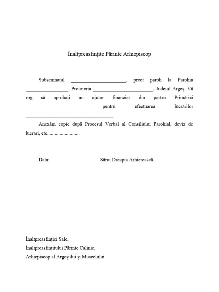 Model Cerere Ajutor Financiar Lucrari Primarie | PDF