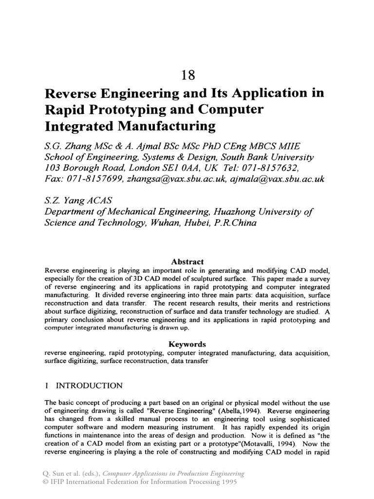 Reverse Engineering and Its Application in Rapid Prototyping and ...