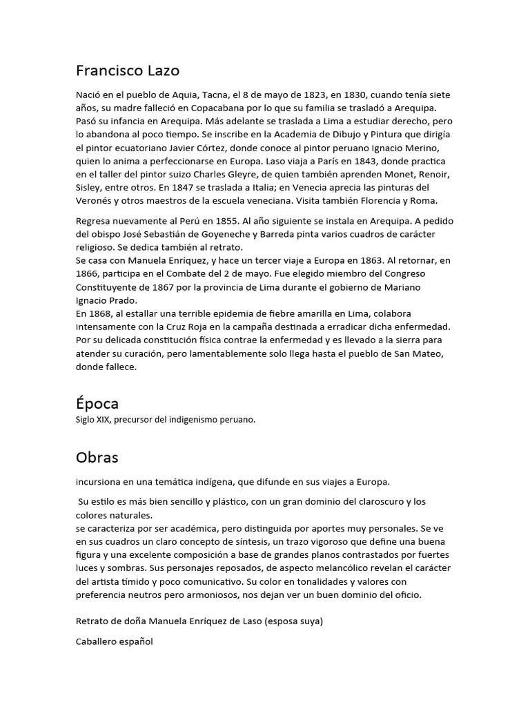 Francisco Lazo: Pintor del Indigenismo | PDF | Pinturas | Perú