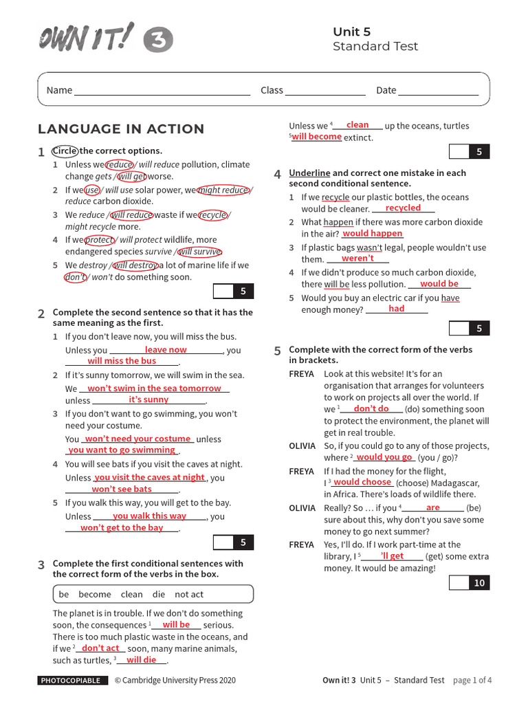 Unit 5 Standard Test: Language & Environment | PDF | Coral Reef | Oceans