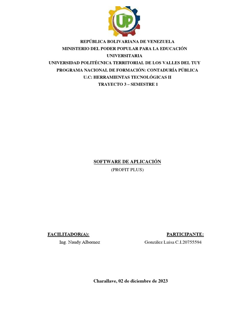 Software de Aplicación. Profit Plus. Luisa Gonzalez | PDF | Software de ...