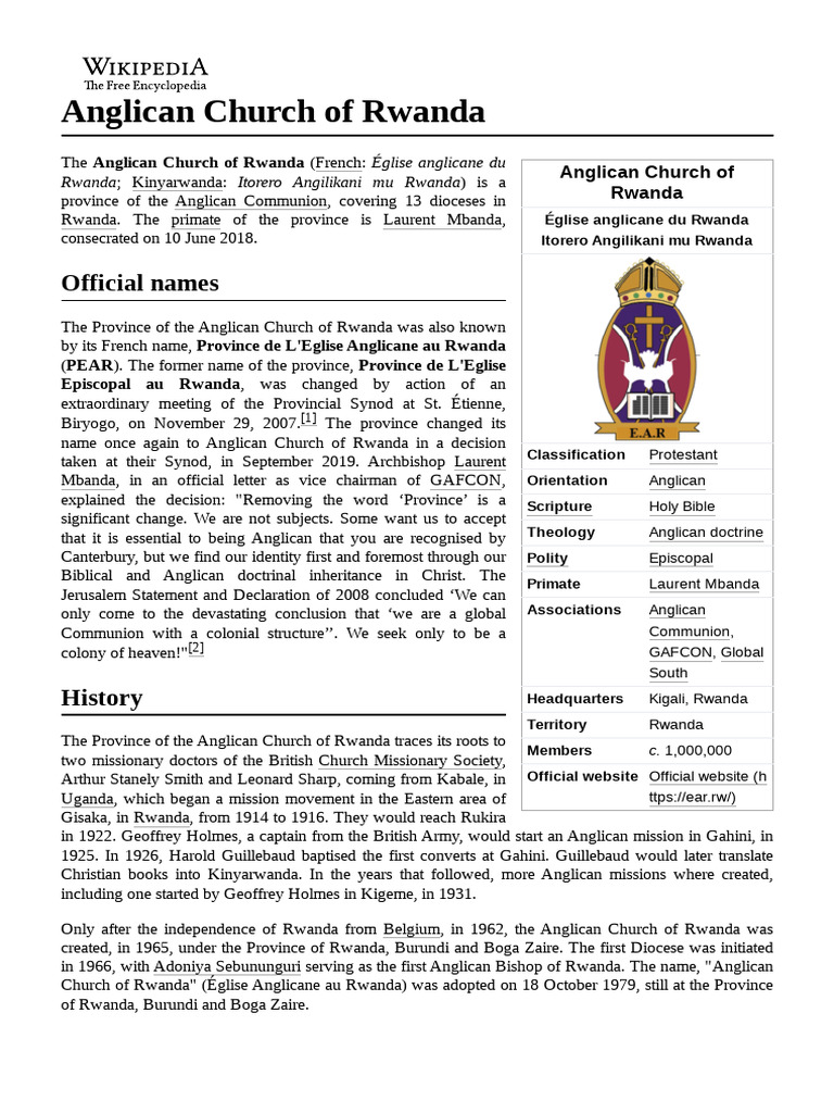 Anglican Church of Rwanda | PDF | Abrahamic Religions | Western ...