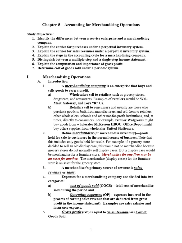 Chapter 5 Accounting For Merchandising Operations | PDF | Debits And Credits | Cost Of Goods Sold