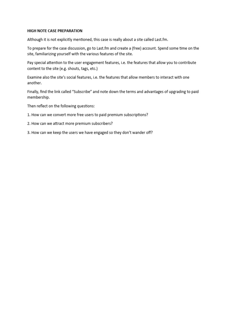 High Note Case Preparation | PDF