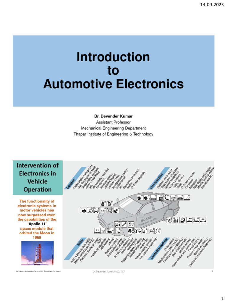 Introduction To Automotive Electronics | PDF | Computer Network ...