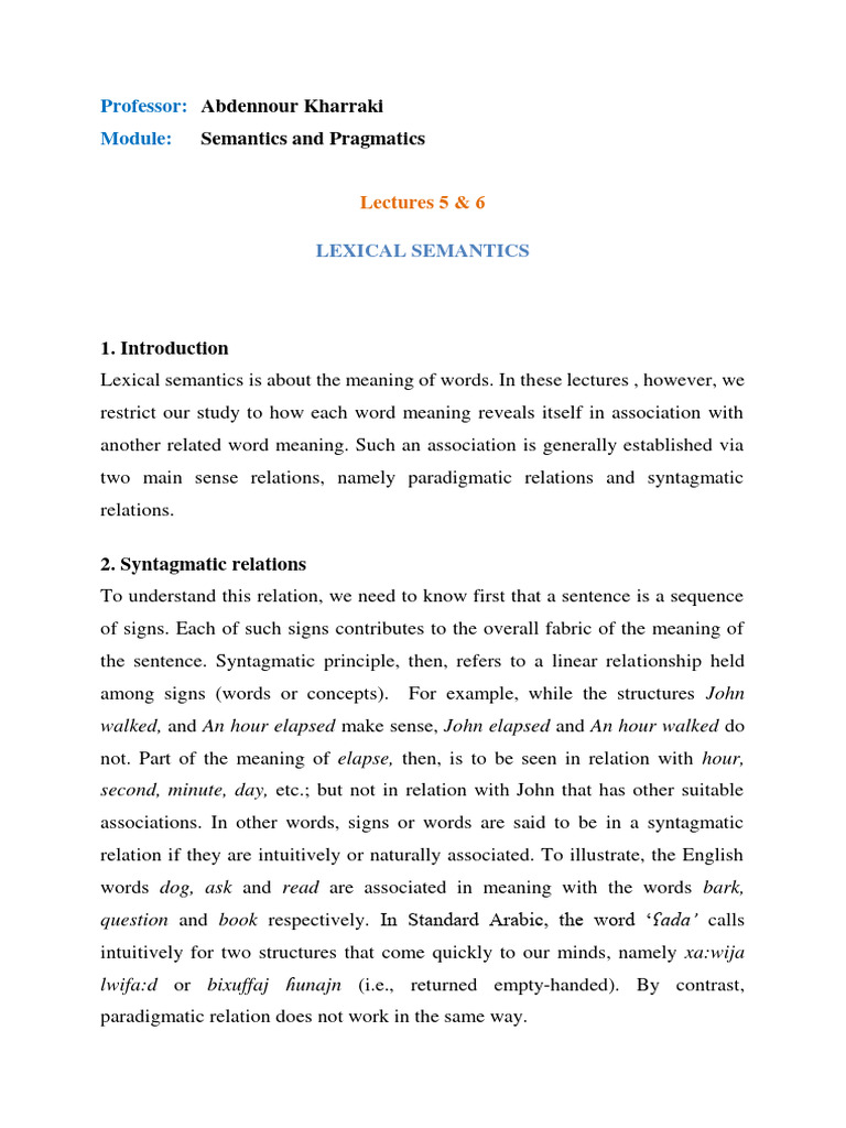 3-Kharraki Semantics Lectures 5+6 | PDF | Interpretation (Philosophy) | Syntax