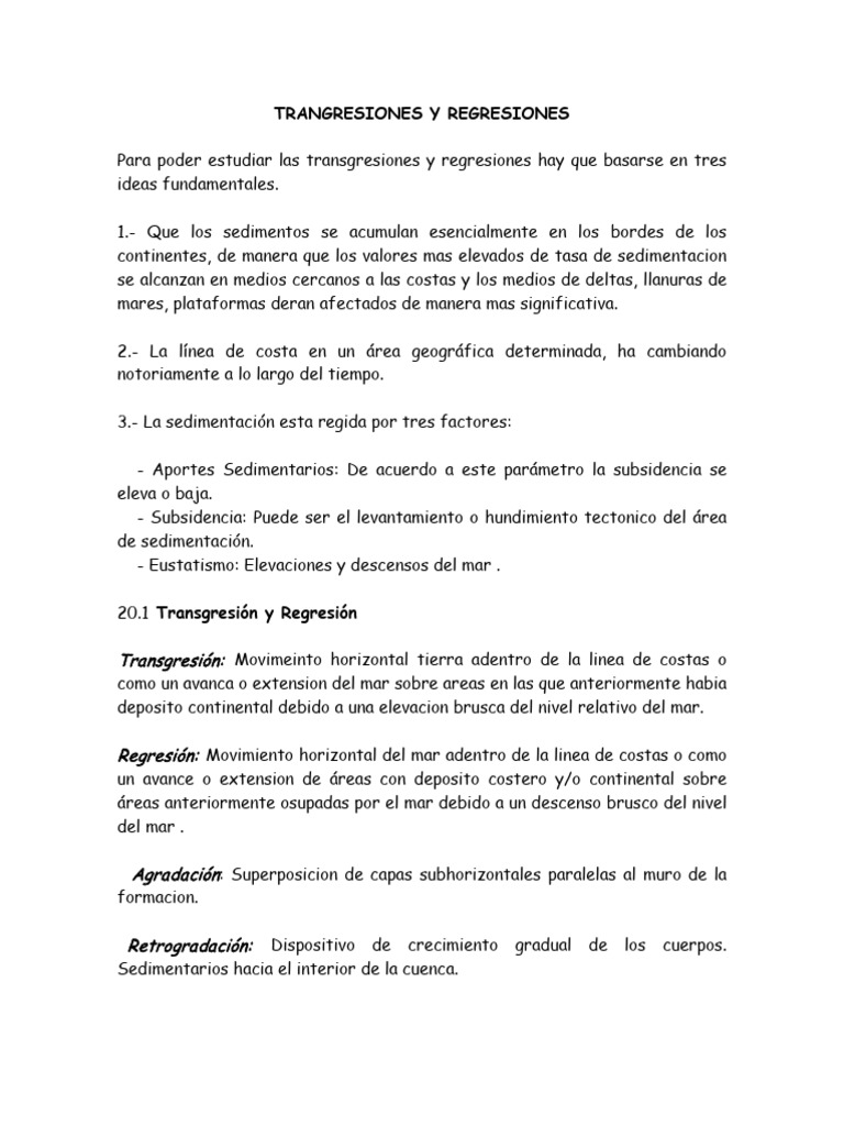 Transgresion y Regresion. | PDF | Naturaleza | Hidrología