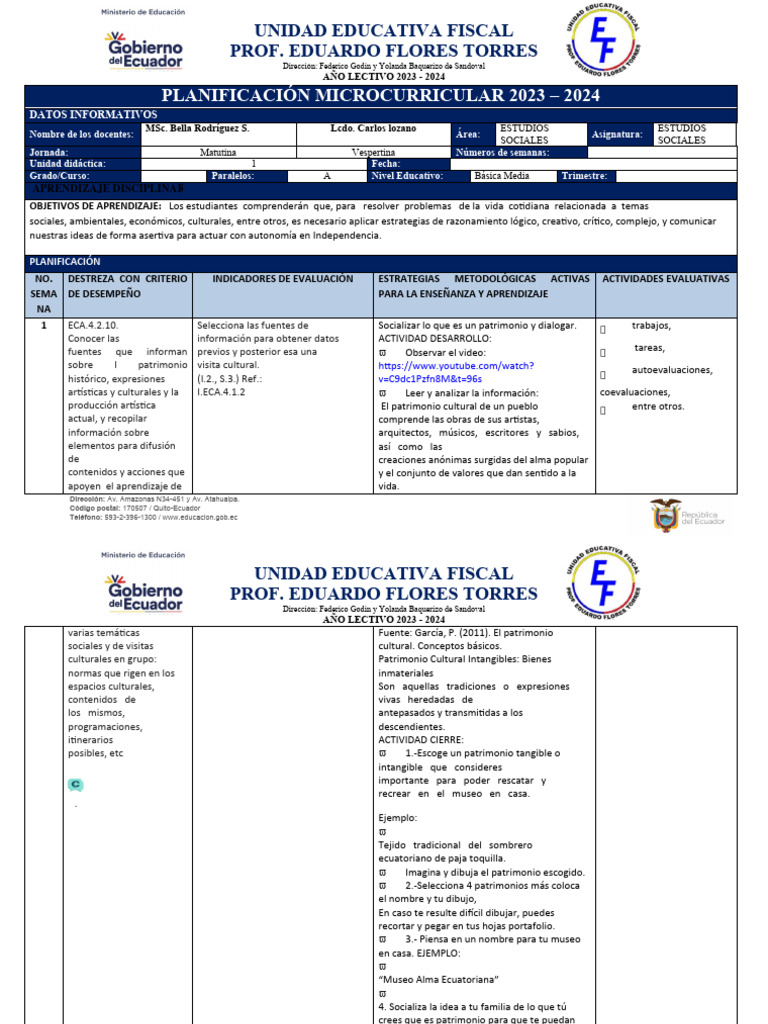 Plan de Estudios SocialTRE¿IMESTRE111 | PDF | Aprendizaje | Enseñando