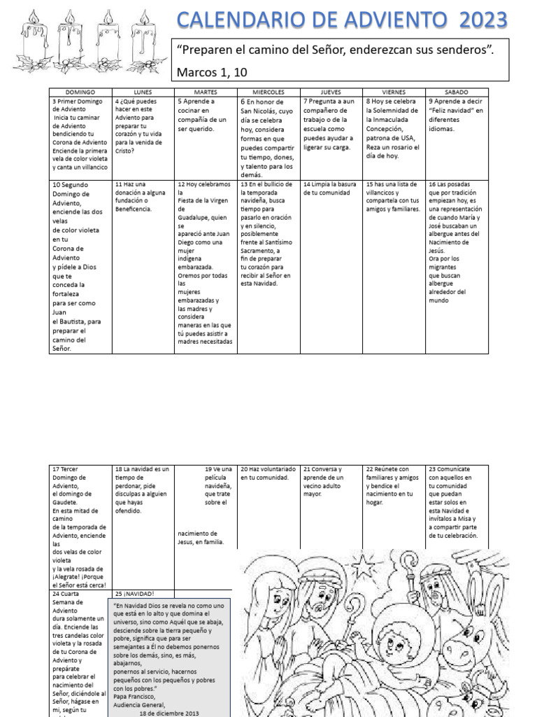 Calendario de Adviento 2023 | PDF | Adviento | Navidad