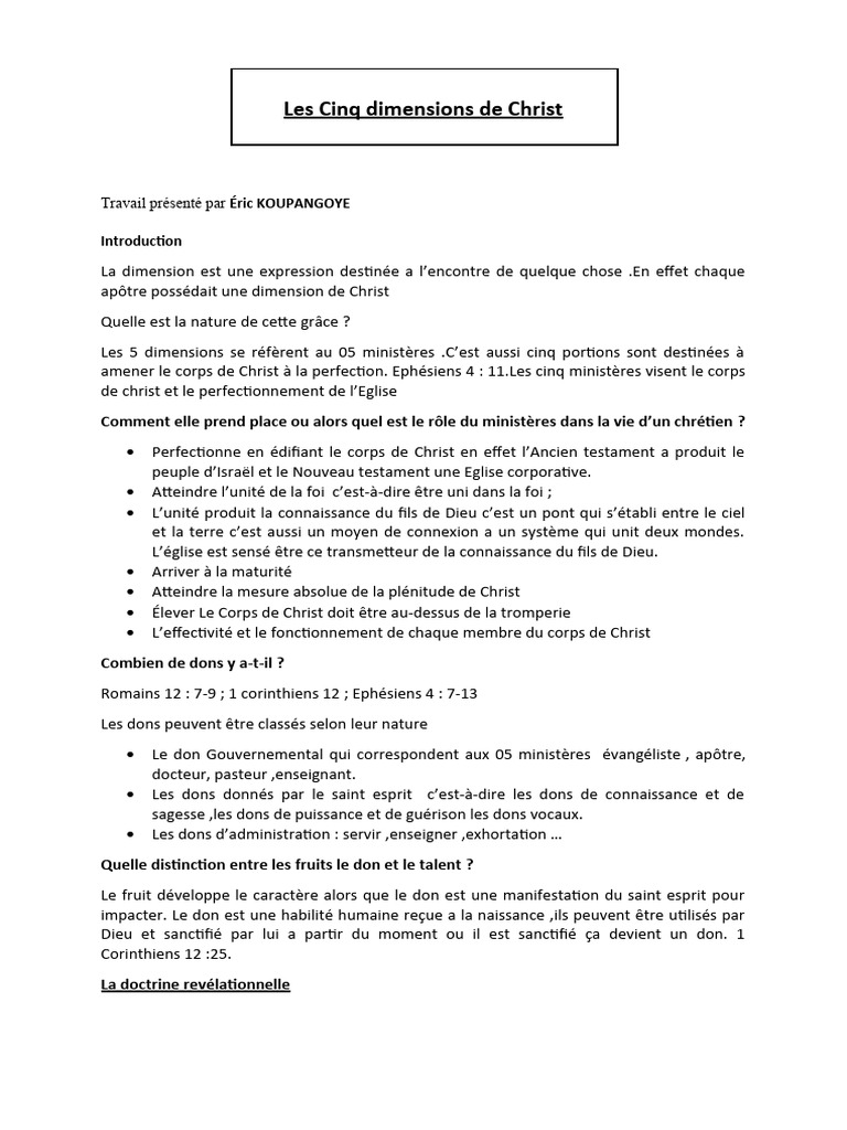 Les 05 Dimensions de Christ | PDF | Grâce (christianisme) | Jésus