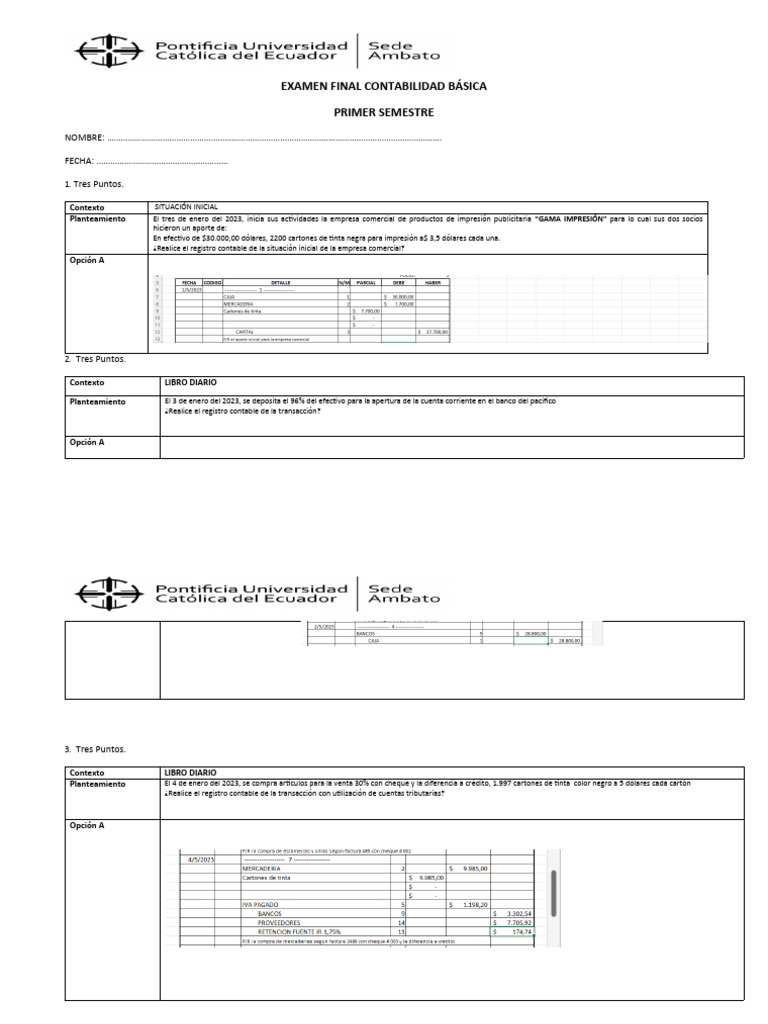 Examen Final Contabilidad Basica 1ro Lae Junio 2023 | PDF | Contabilidad | Economía Financiera