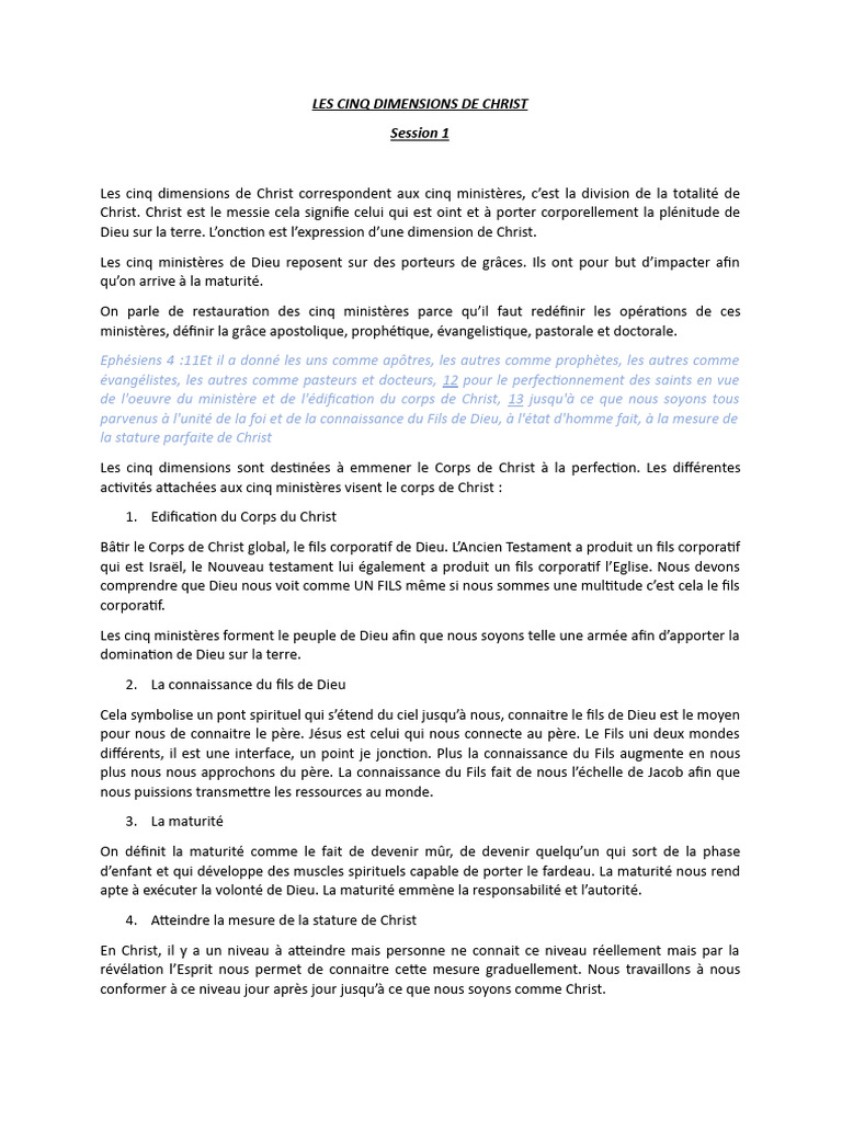 Cinq Dimensions de Christ et leur Impact | PDF | Jésus | Dieu