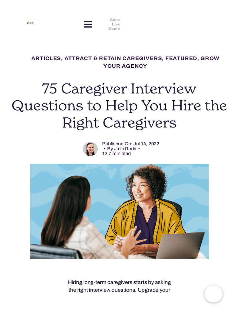 65 Caregiver Interview Questions To Help You Hire The Right Caregivers | Download Free PDF ...
