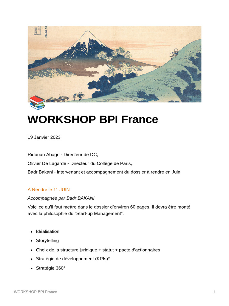 WORKSHOP - BPI - France - (1) - 1 | PDF | Fonds de roulement | Actionnaire