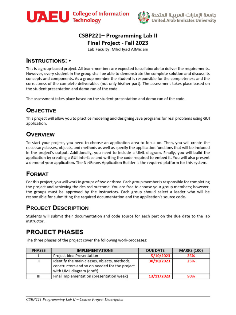 Project Instructions | PDF | Class (Computer Programming) | Method (Computer Programming)