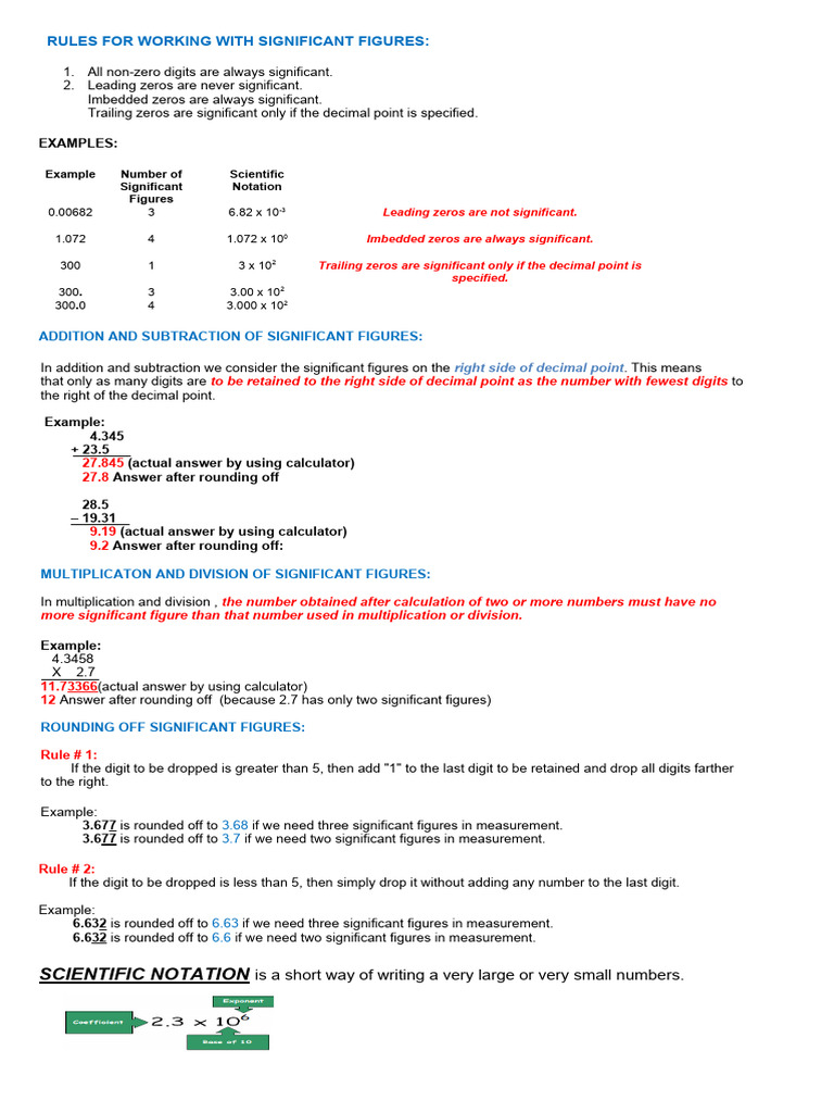Significant Figures Notes | PDF | Significant Figures | Numbers