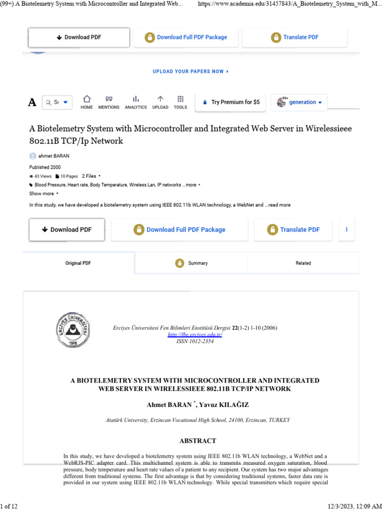 (99+) A Biotelemetry System With Microcontroller and Integrated Web Server in Wirelessieee 802 ...