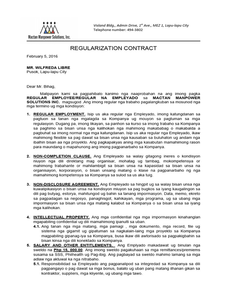 Regularization Contract | PDF