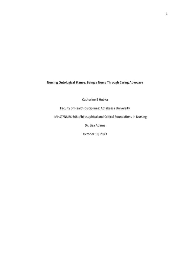 Final Ontological Stance - 608 1 | PDF | Nursing | Knowledge