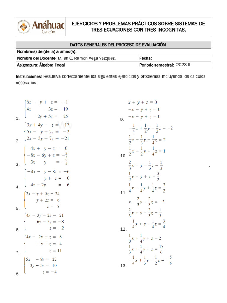 2.1. Ejercicios Práticos Sobre Sistemas de Ecuaciones 3x3 | PDF | Fertilizante