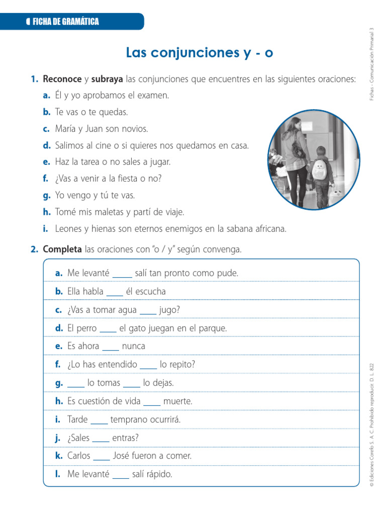 Ejercicios de Conjunciones para Niños | PDF