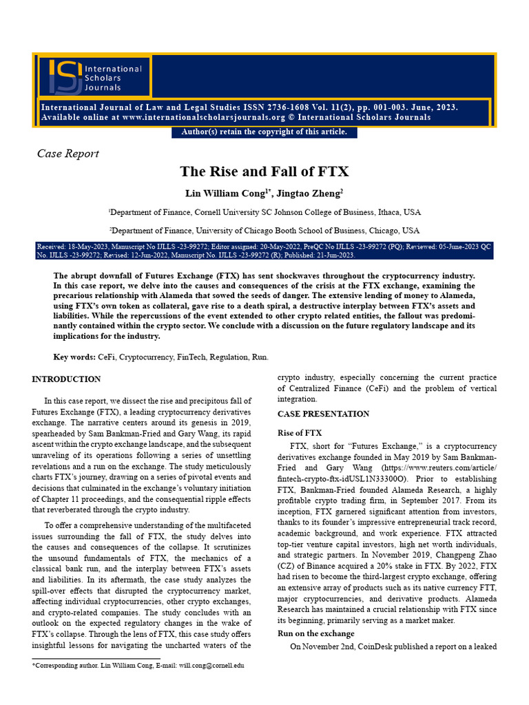 The Rise and Fall of FTX | Download Free PDF | Cryptocurrency | Foreign ...