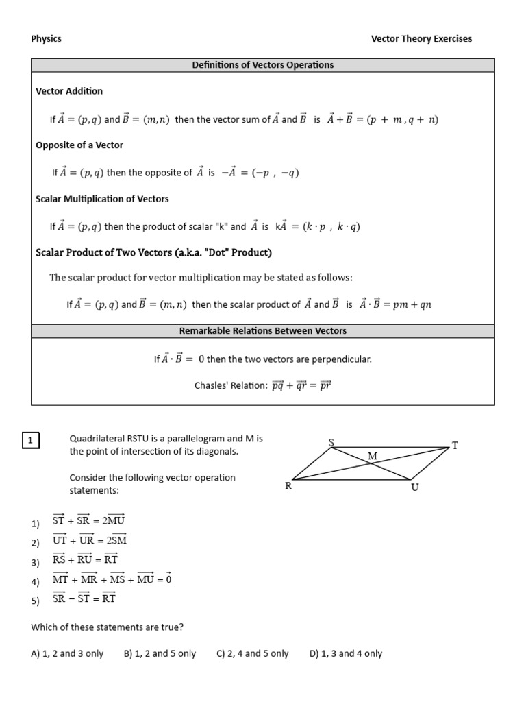 Vector Theory Exercises | PDF | Euclidean Vector | Classical Geometry