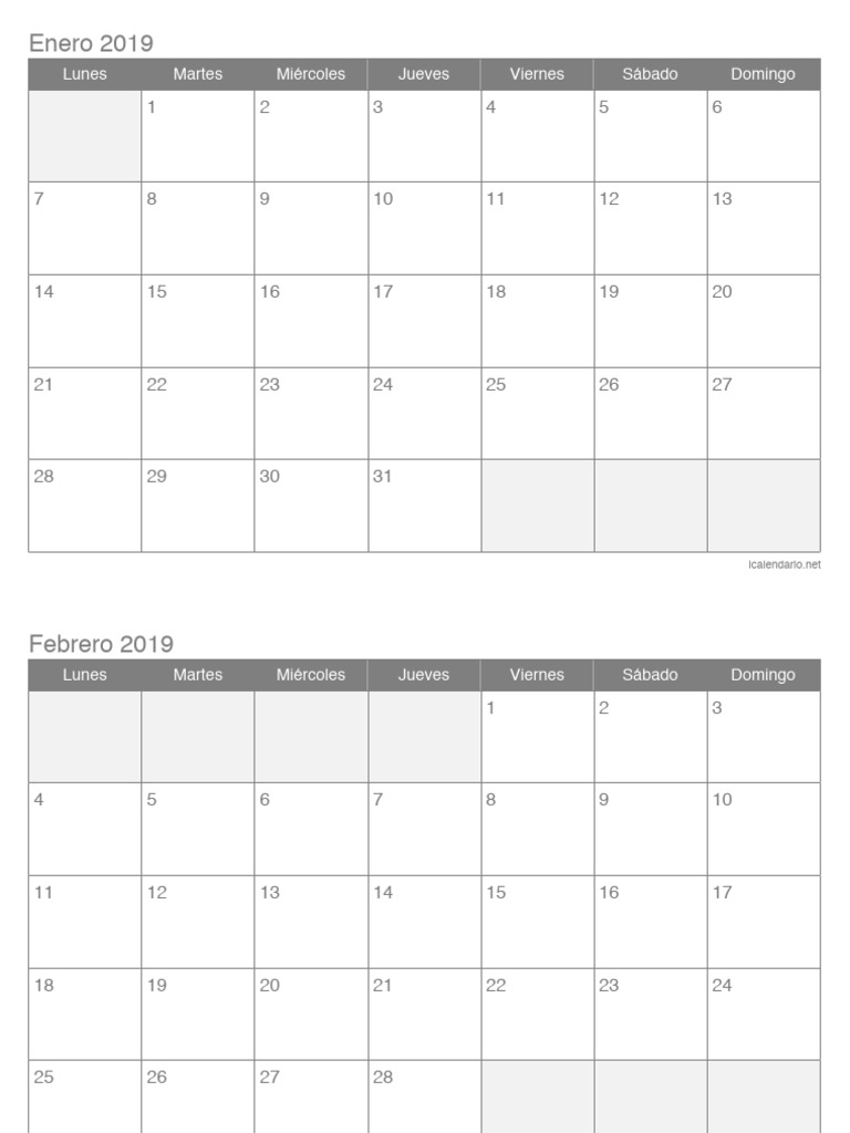 Calendario 2019 Completo | PDF | Calendario