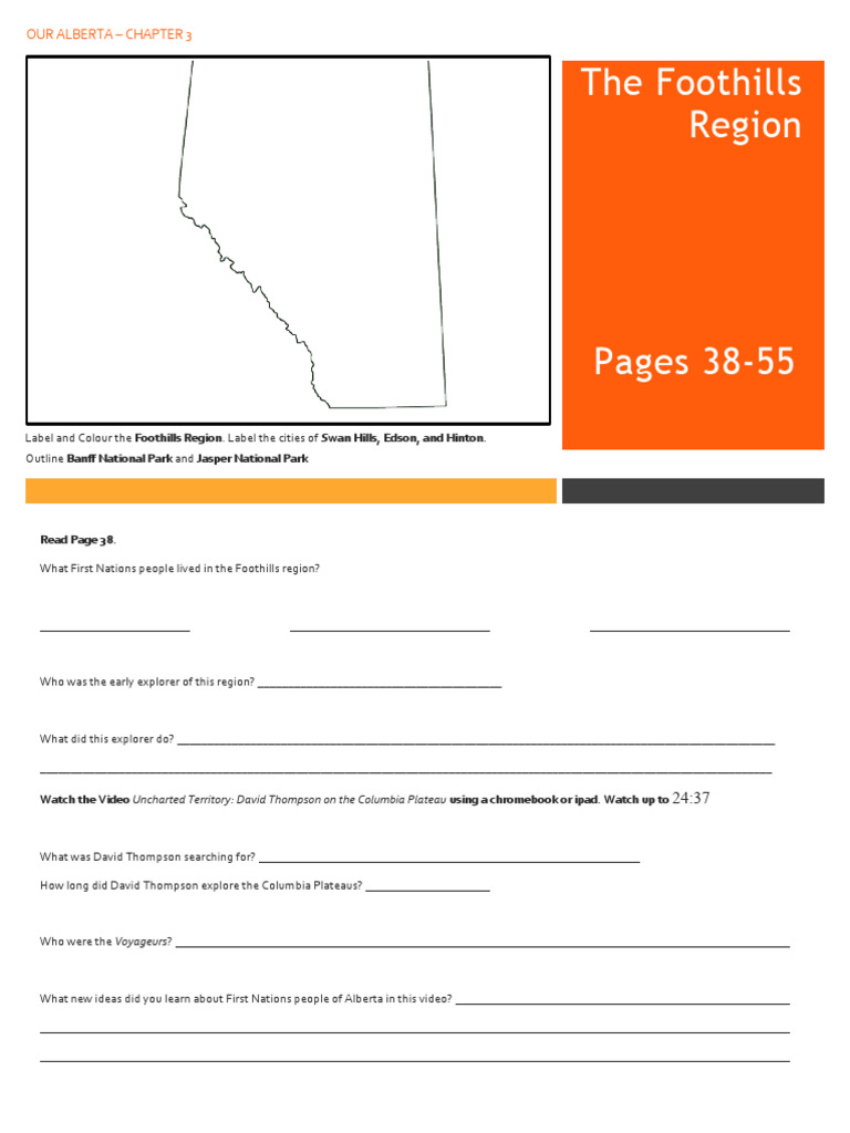 Our Alberta Activity Booklet Chapter 3 The Foothills Region | PDF ...