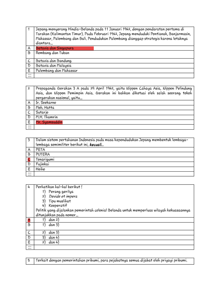 Soal PAS Ganjil Kelas 11 Sejarah 2023-2024 | PDF