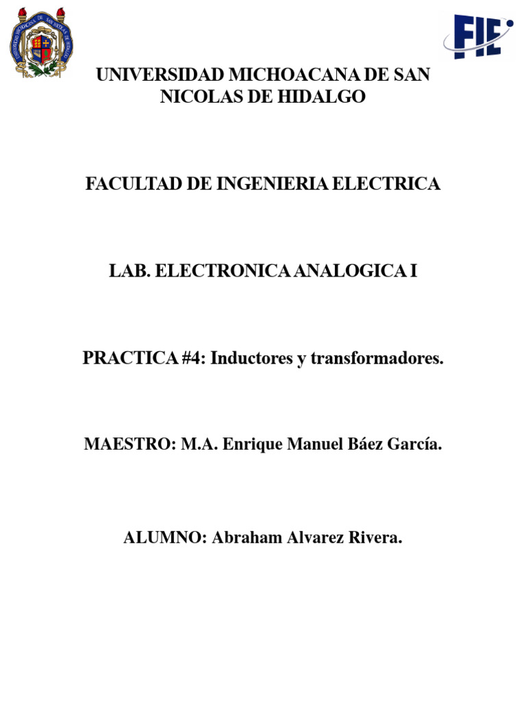 Practica 4 Lab. Electronica | PDF | Transformador | Inductor
