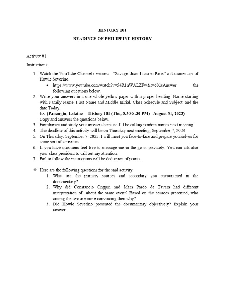 Hist 101 Act 1 | PDF