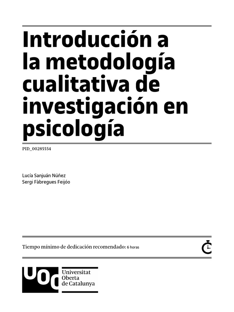 Introducción A La Metodología Cualitativa de Investigación en Psicología | PDF | Conocimiento ...