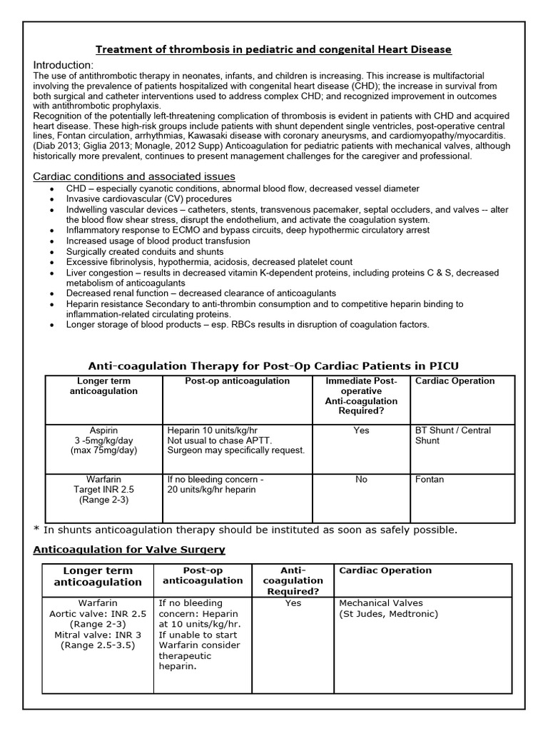 Anticoagulation Protocol For Post | PDF | Thrombosis | Intravenous Therapy