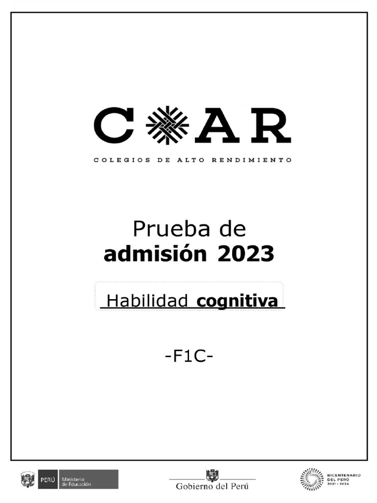 Prueba Cognitiva Coar 2023 1 | PDF