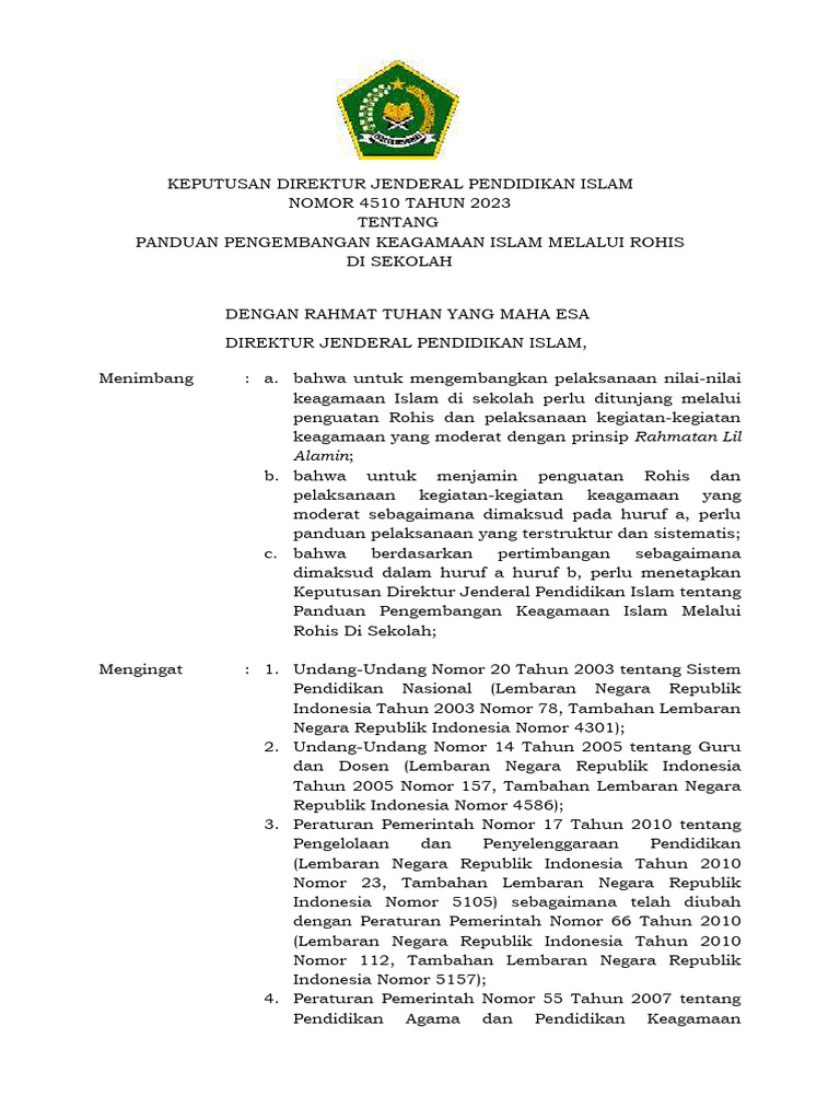 Panduan Pengembangan Rohis di Sekolah | PDF