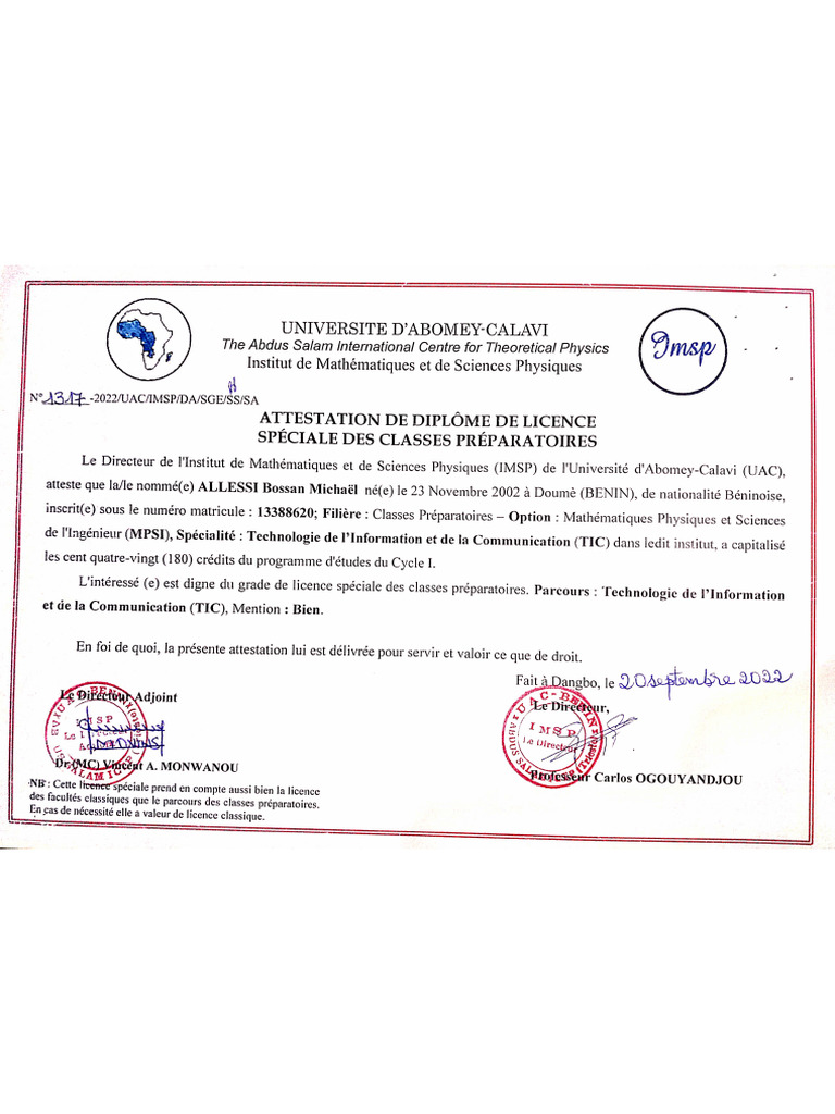 Attestation Licence | PDF