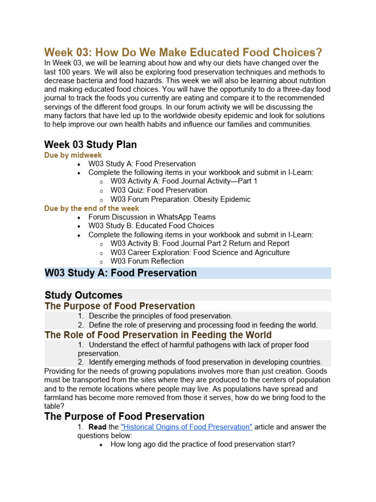 GESCI 110 Week03 | PDF | Food Preservation | Vegetables