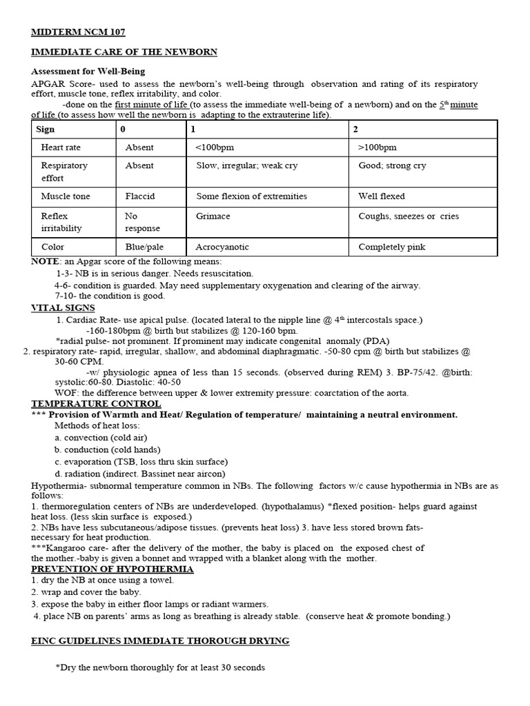 Immediate Newborn Care Guidelines | PDF | Pulse | Hypothermia