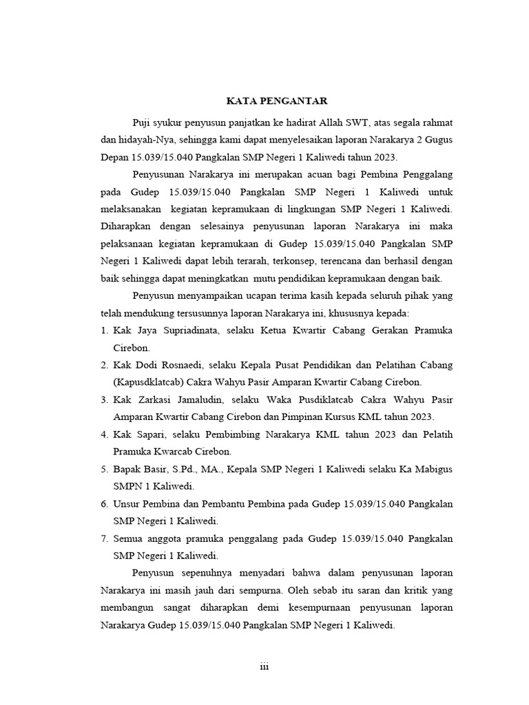 Kata Pengantar + Daftar Isi Narakarya 2 - 2023 | PDF