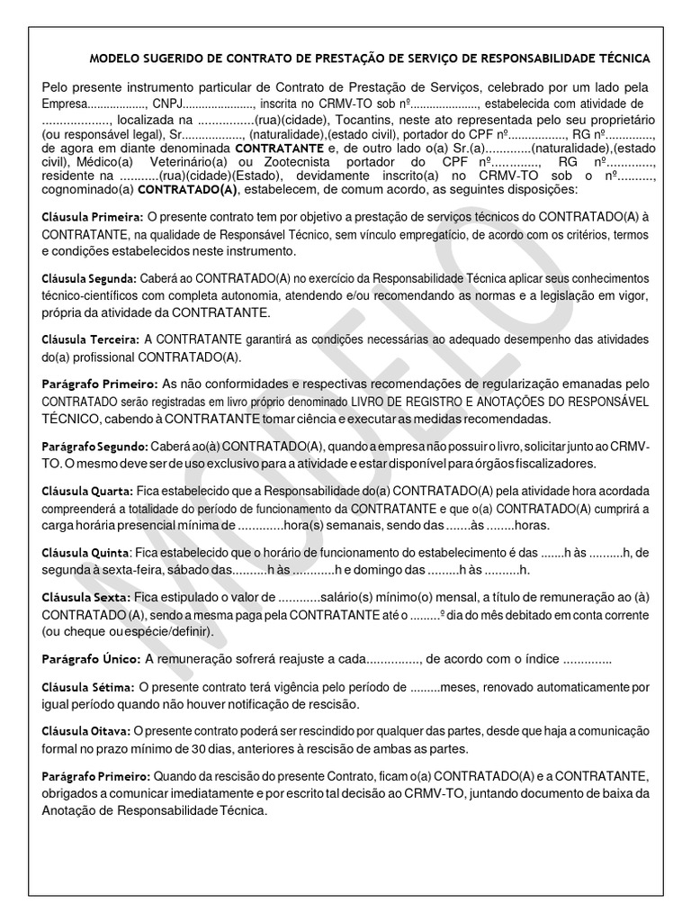 Modelo de Contrato de Prestacao de Servico | PDF | Salário | Estado