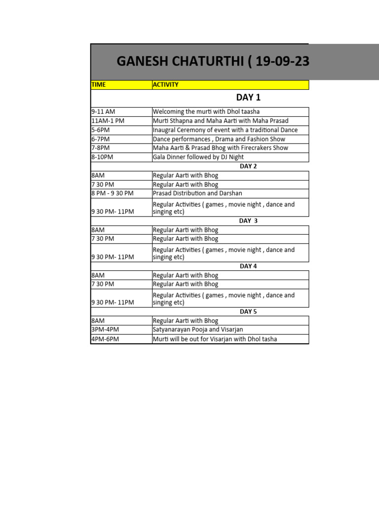 Ganesh Chaturthi Sheet | PDF